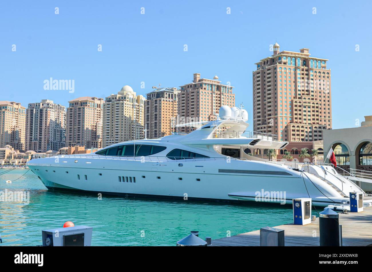 A luxury motor yatch moored at a marina Stock Photo - Alamy