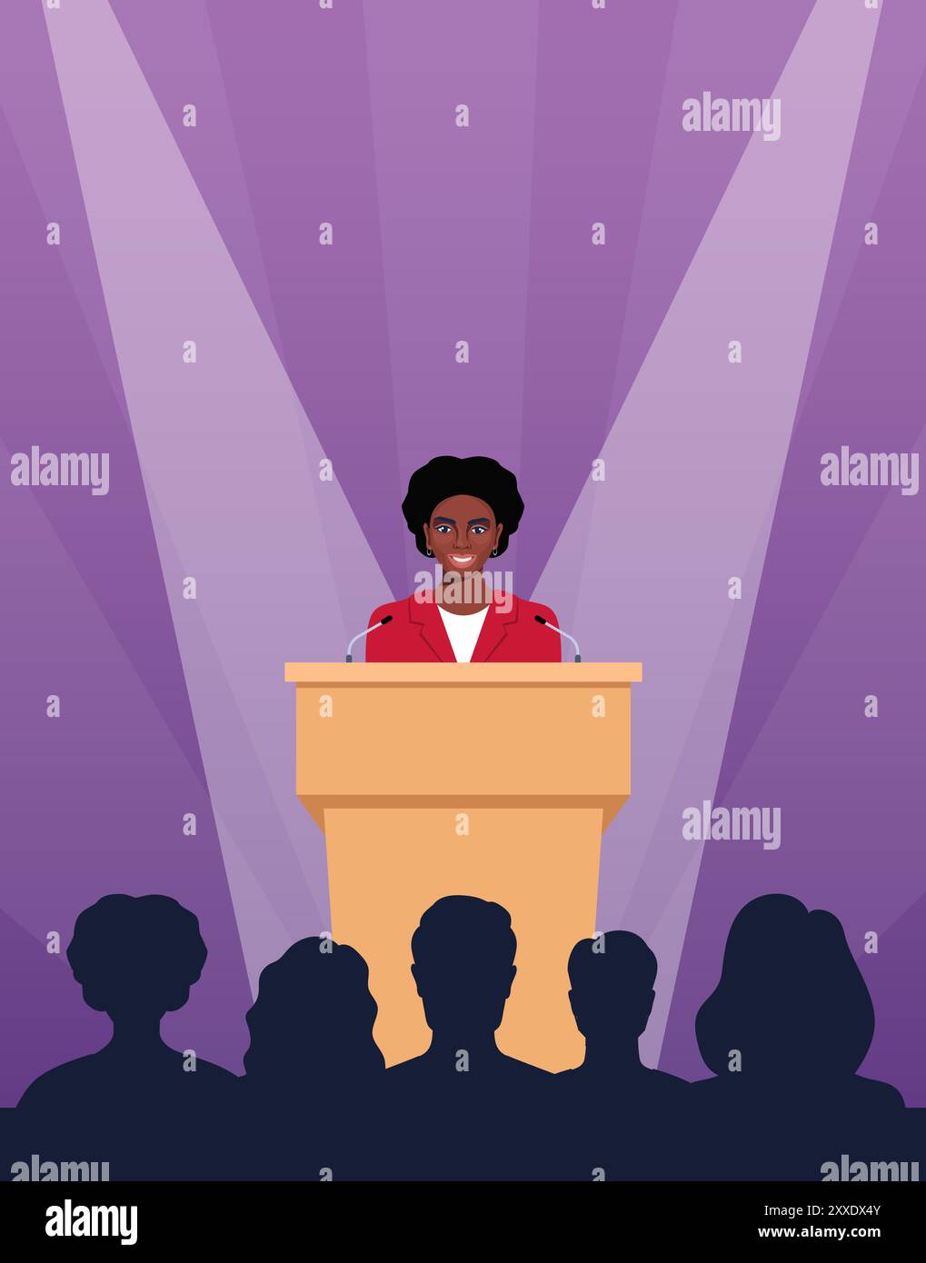 Stage presenter woman seminar Stock Vector Images - Alamy