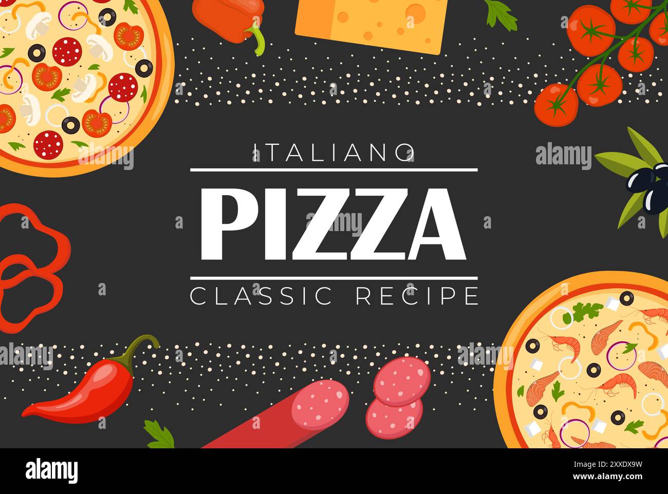 Pizza Flyer Design Template. Cooking, cafe and restaurant menu, food ...