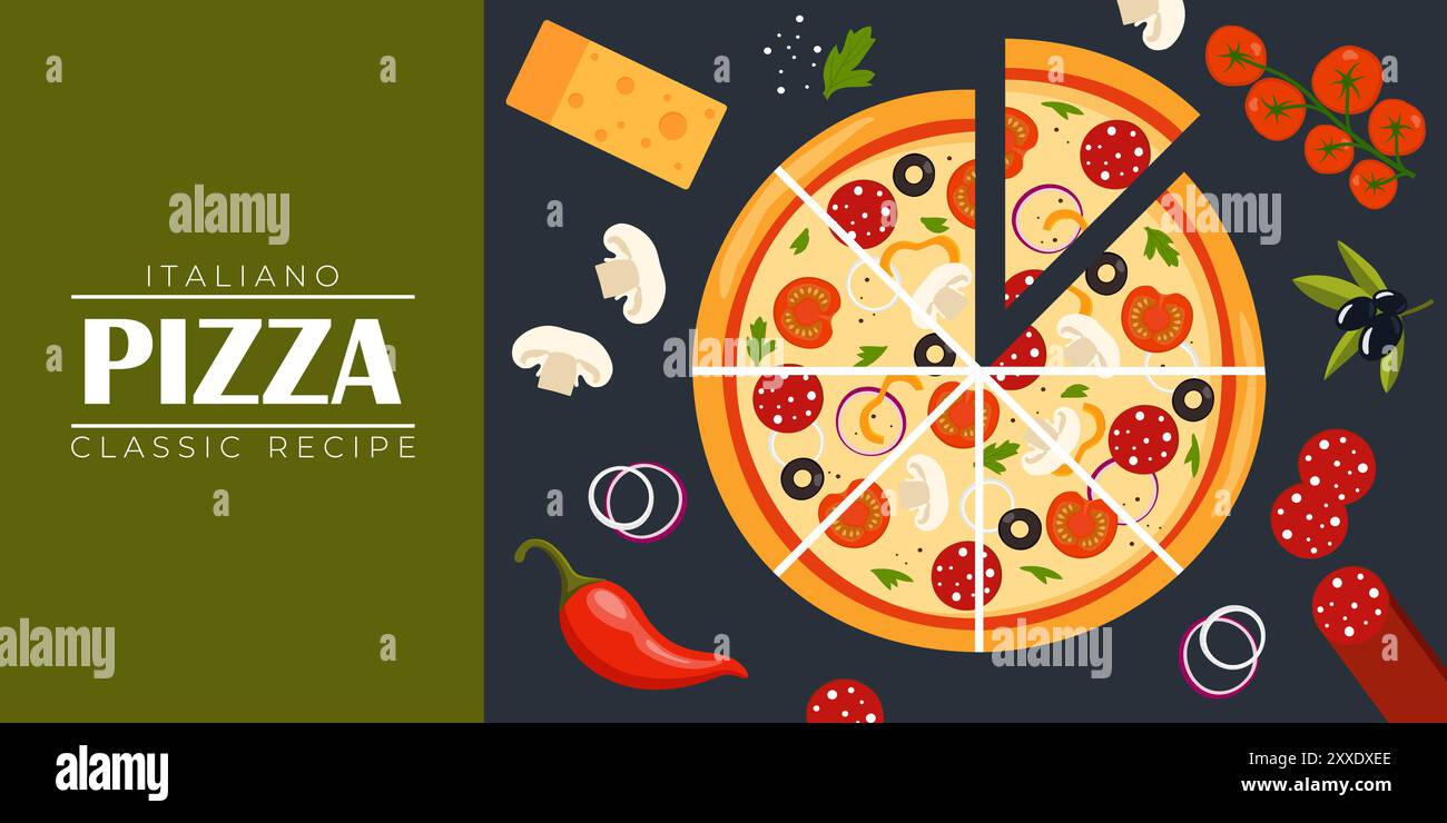 Pizza Flyer Design Template. Cooking, cafe and restaurant menu, food ...