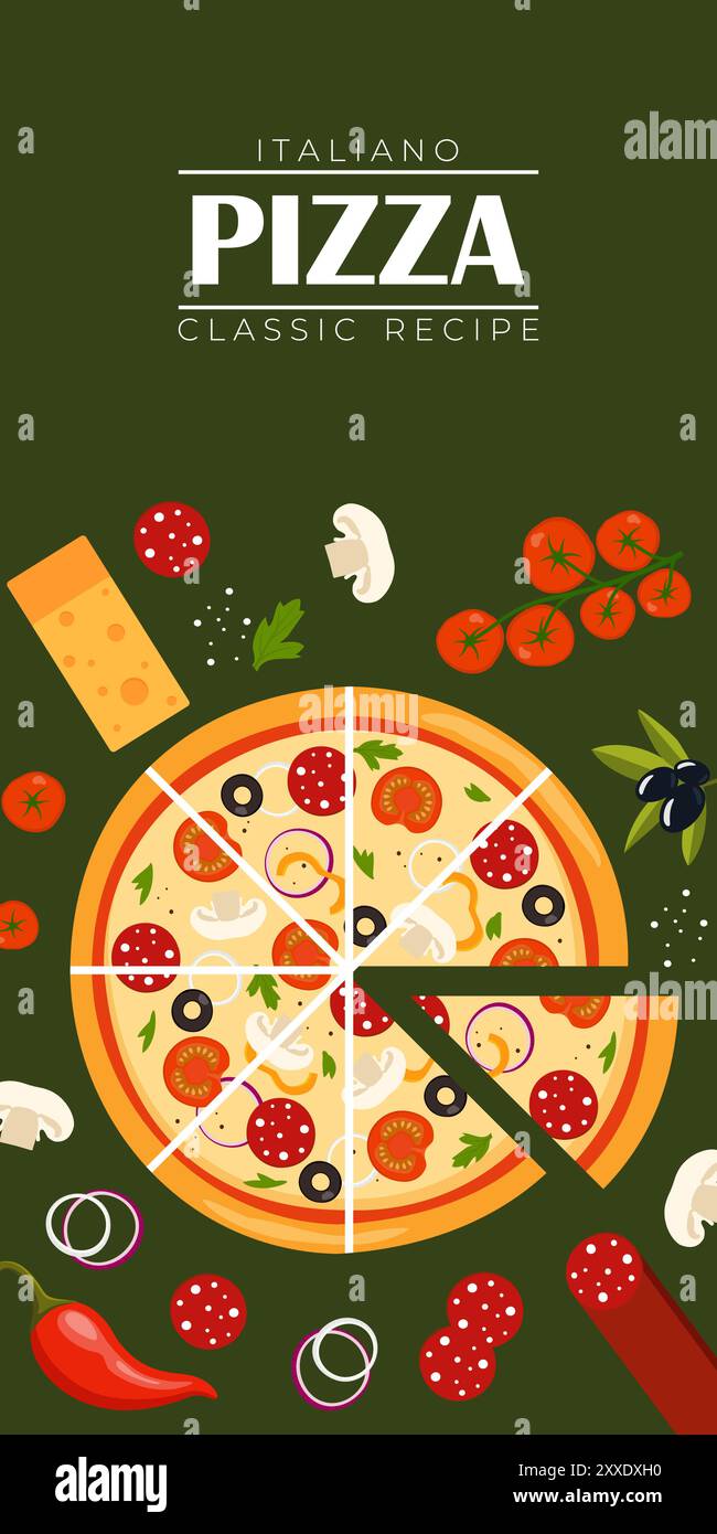 Pizza Flyer Design Template. Cooking, cafe and restaurant menu, food ...