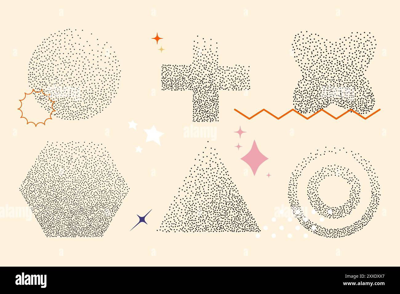 Grain dot stipple y2k abstract geometry shapes. Noise sand dust ...
