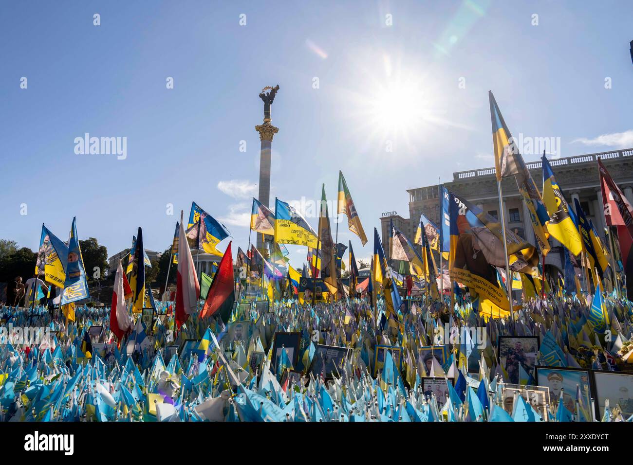 Ukrainian Independence Day, Ukrainian flags for fallen soldiers and ...