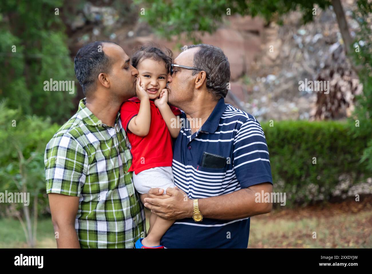 Family Bonding of Three Generations Grandfather, Father, and Grandson ...
