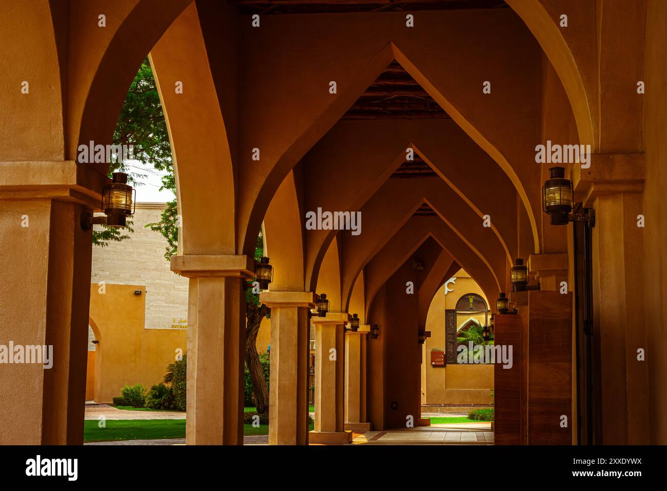 eastern arches, street of ethnic village of Qatar. High quality photo ...