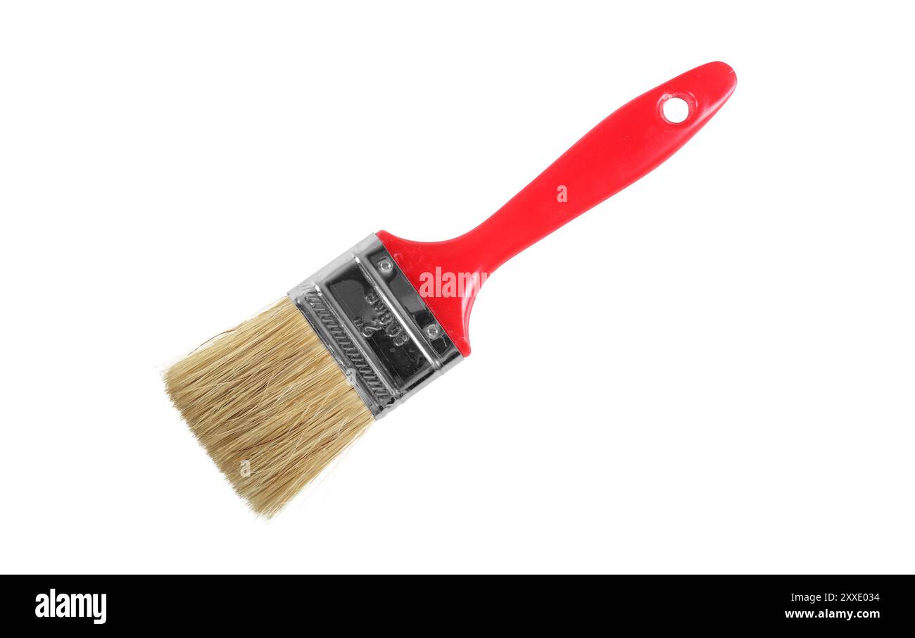 Construction, repair, tools - Top view Red paintbrush isolated white ...