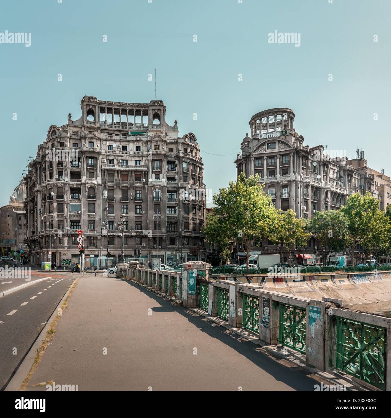Bucharest, Romania, July 17, 2024. Historic tenement houses in the city ...