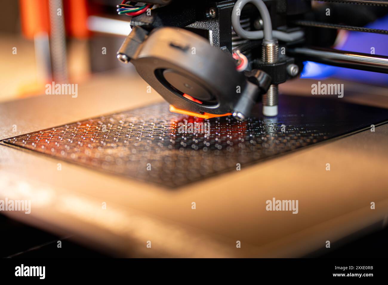 3d printer arm. Close-up print structure. Filament object Infill Stock ...