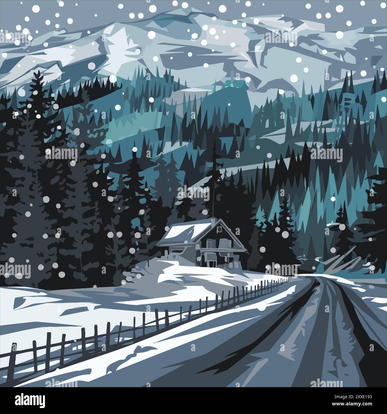 Solitude winter wilderness Stock Vector Images - Alamy