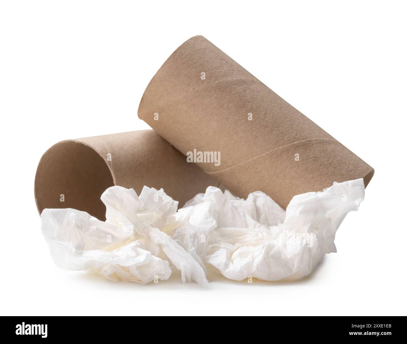 White screwed or crumpled tissue paper ball after use with cores in ...