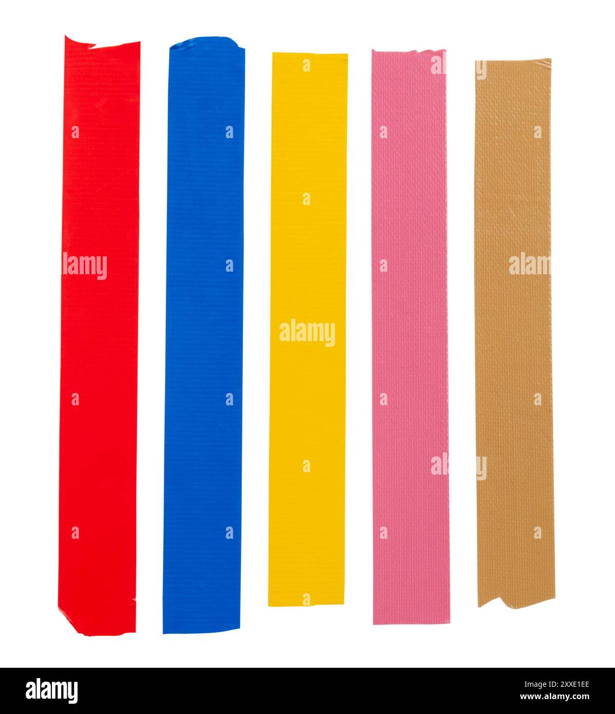 Top view set of multicolor adhesive vinyl or cloth tape in stripes is ...