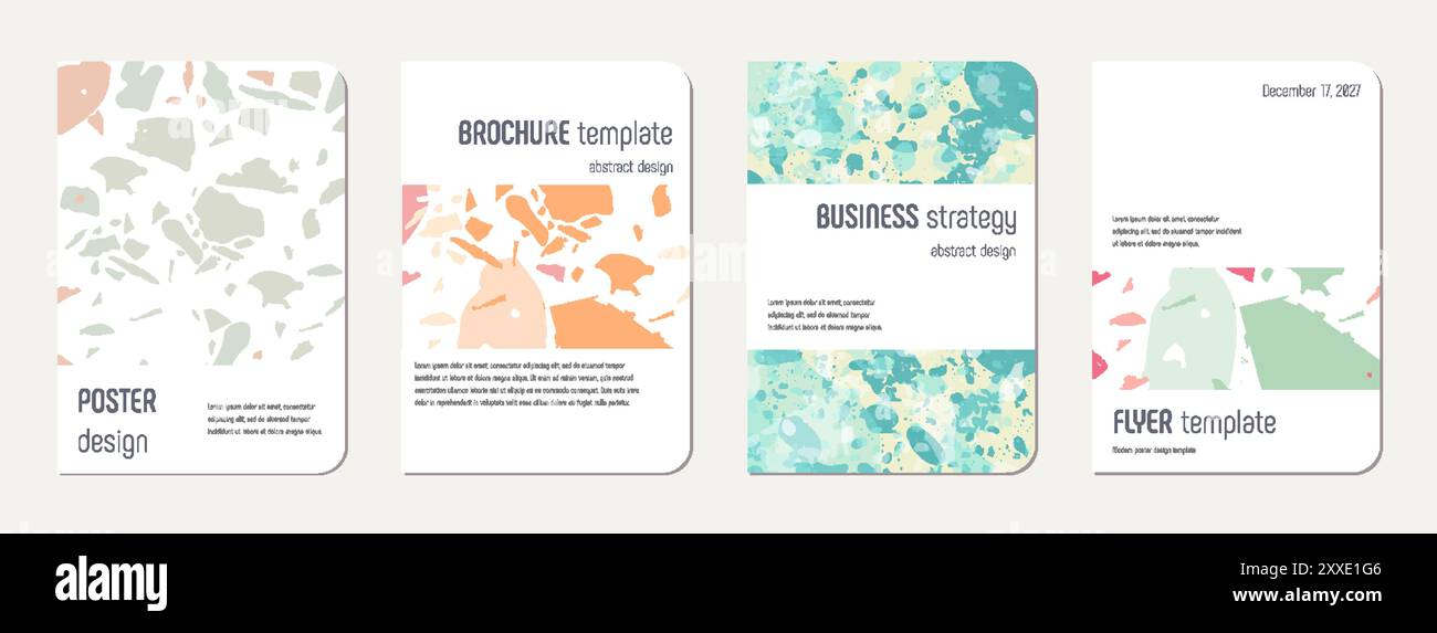 Notepad cover design. Terrazzo abstract background made of natural ...