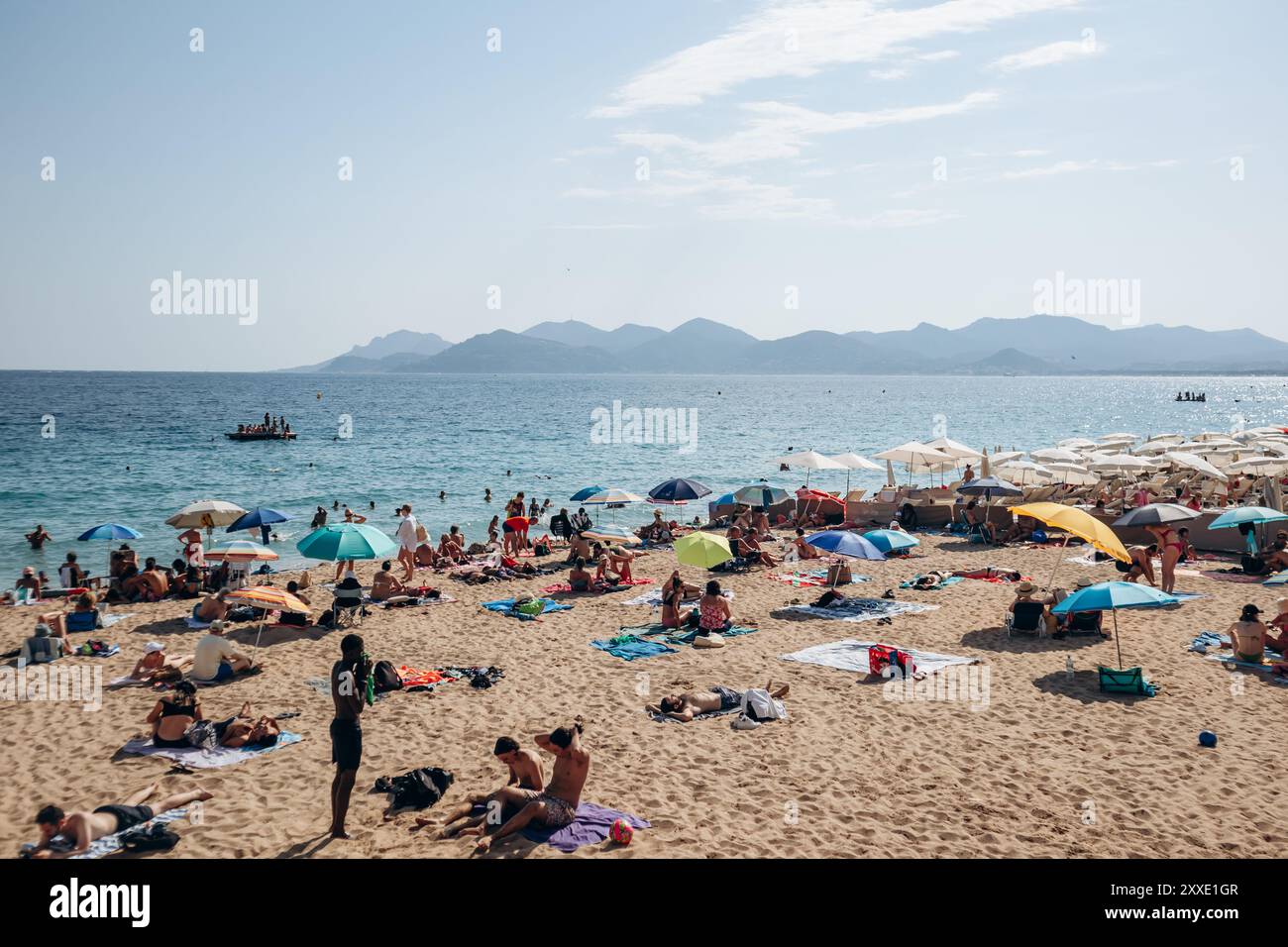 Cannes, France - August 1, 2024: Cannes beach in high season Stock ...