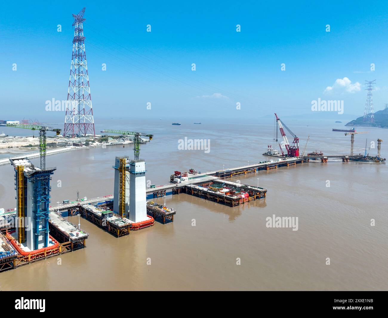 ZHOUSHAN, CHINA - AUGUST 24, 2024 - A view shows the construction of ...