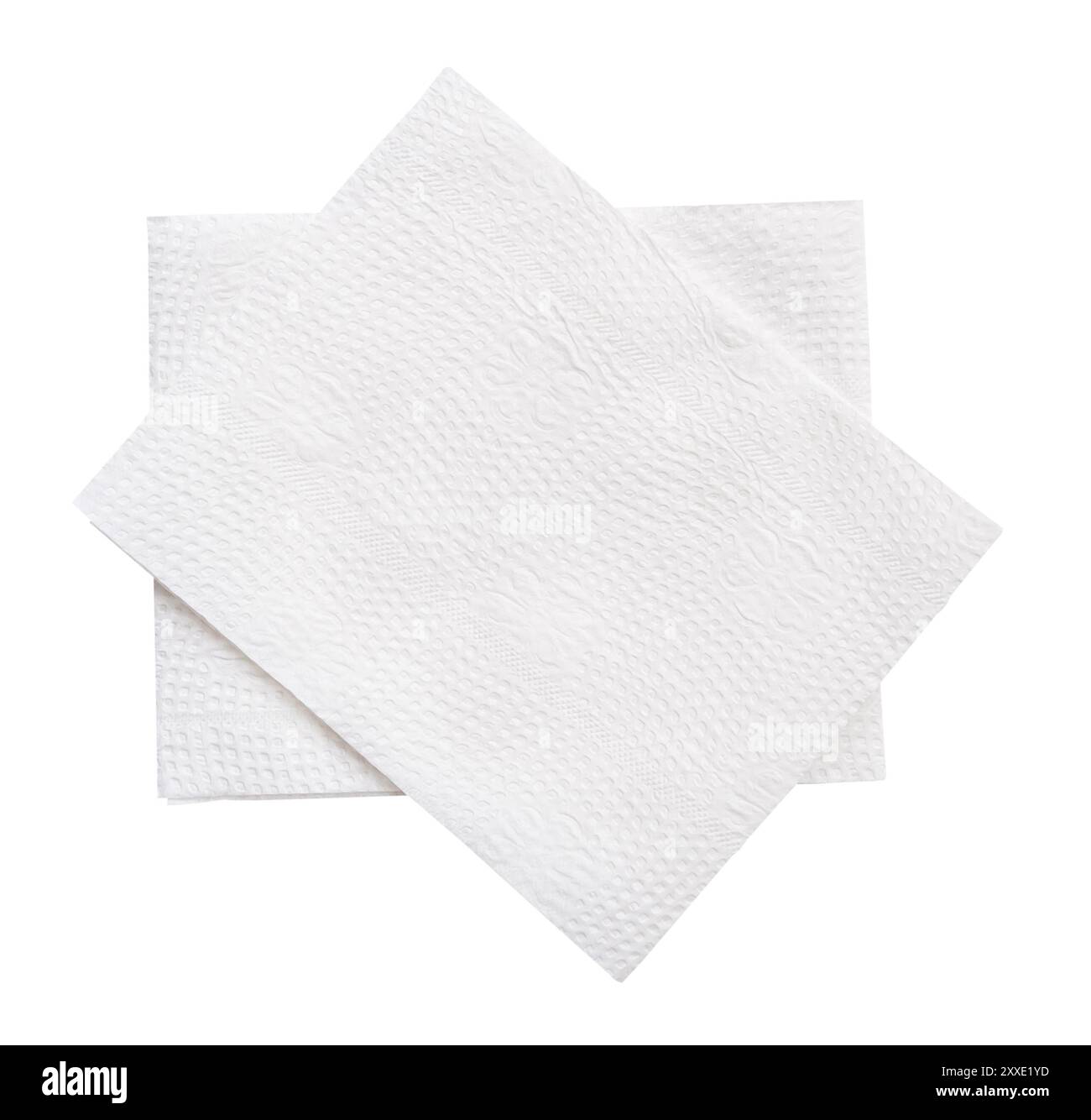 Top view of two folded tissue paper in stack is isolated on white ...