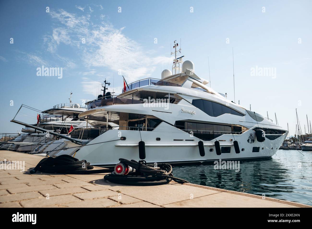 Cannes, France - August 1, 2024: Beautiful yacht in port in Cannes ...