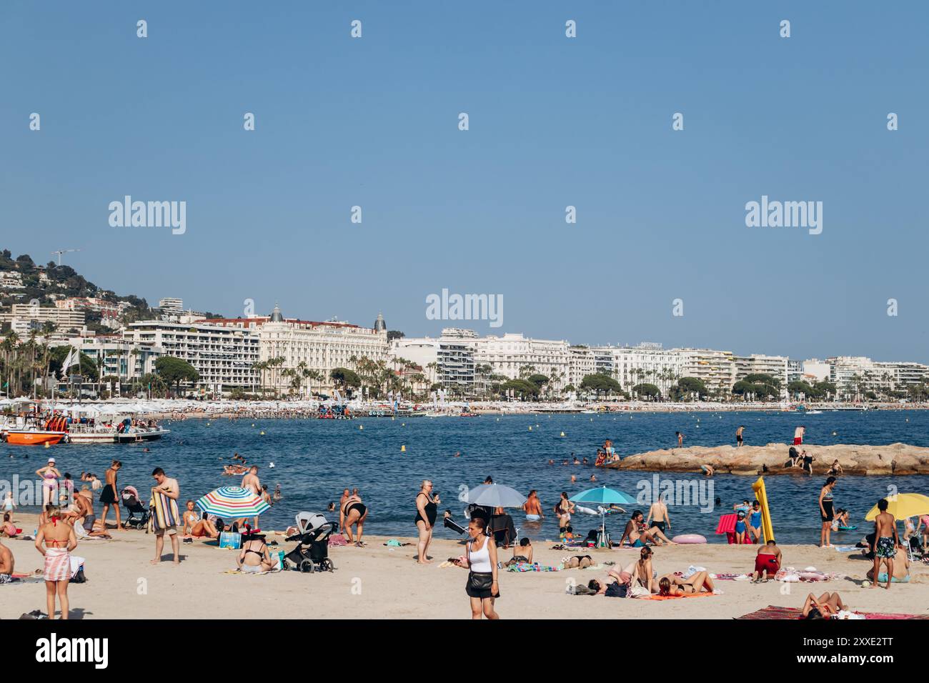 Cannes, France - August 1, 2024: Cannes beach in high season Stock ...