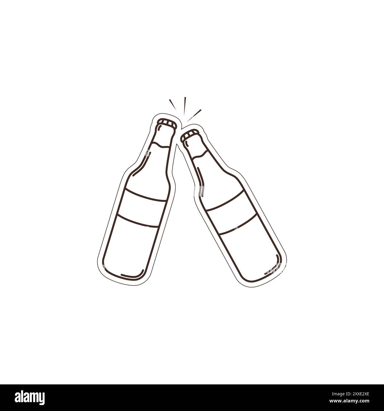 Clinking bottles linear vector. Craft bottles vector icon. A friendly ...