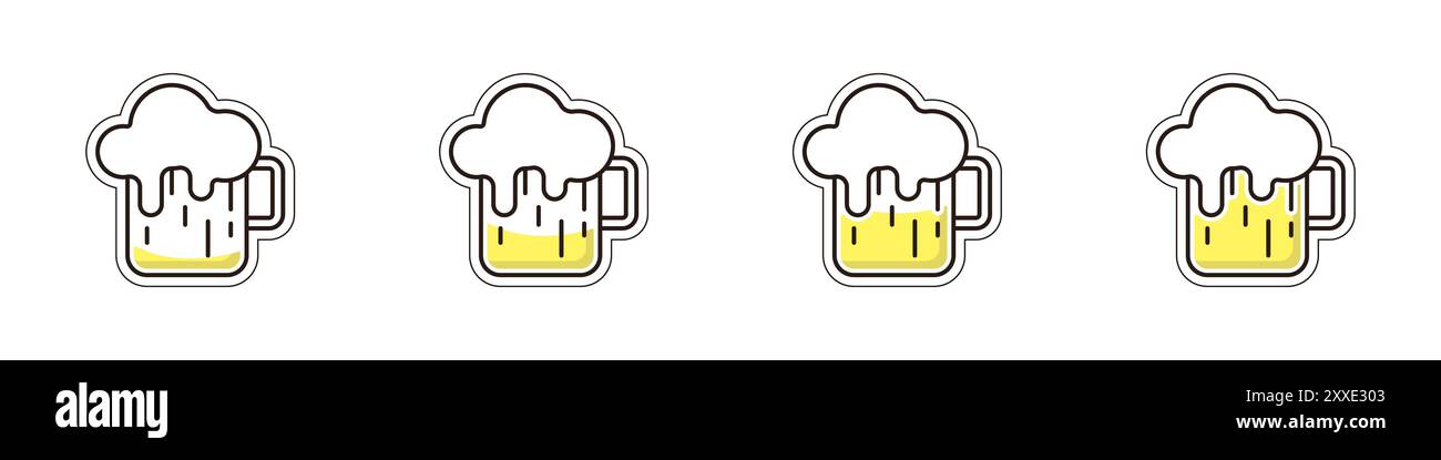 Set of linear beer glasses vector. Beer icons set. Bottles with filling ... Set of linear beer glasses vector. Beer icons set. Bottles with filling ...
