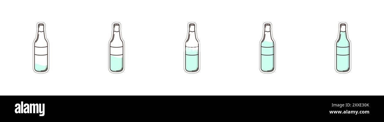 Set of linear bottles vector. Icons set of water bottles. Bottles with ...