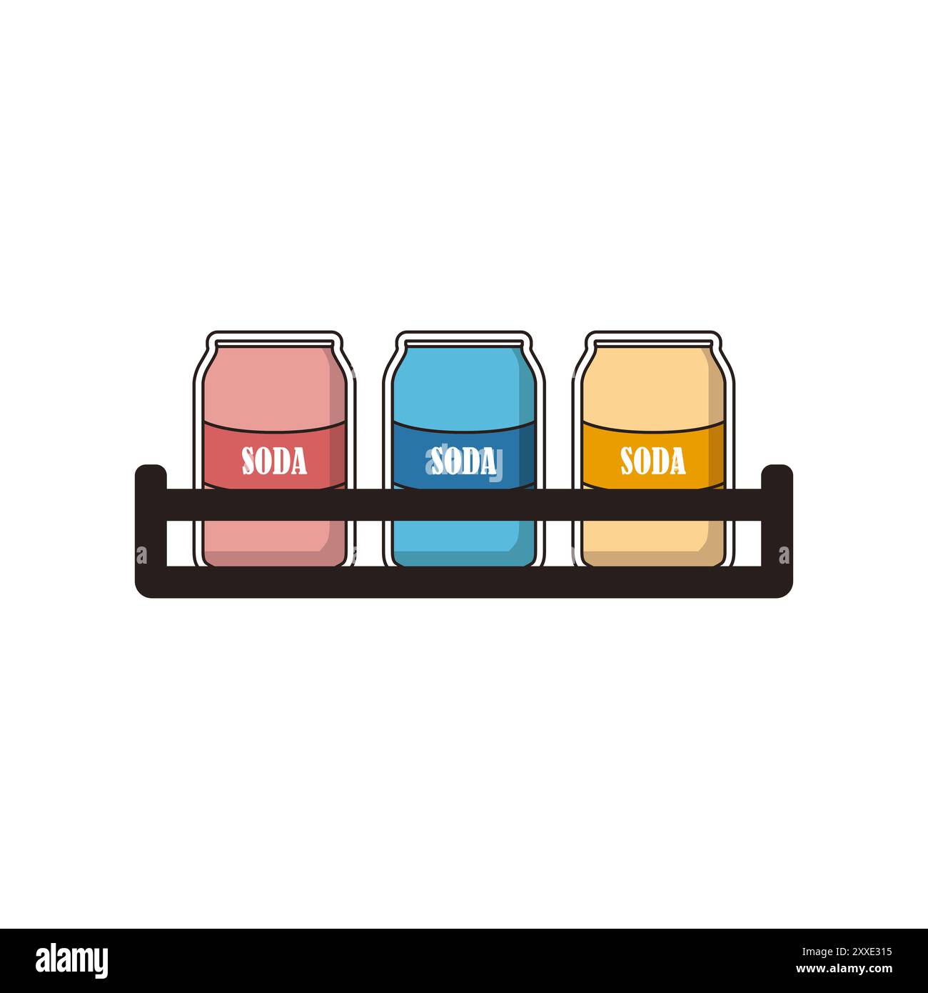 Set of boxes with bottles vector. Set of soda bottles. Stickers of an ...