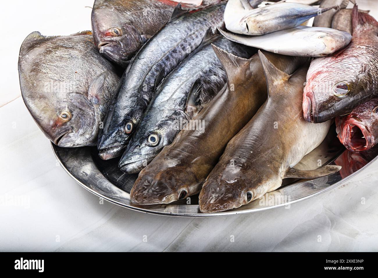 Raw fish mix for cooking shark, kingfish Stock Photo - Alamy