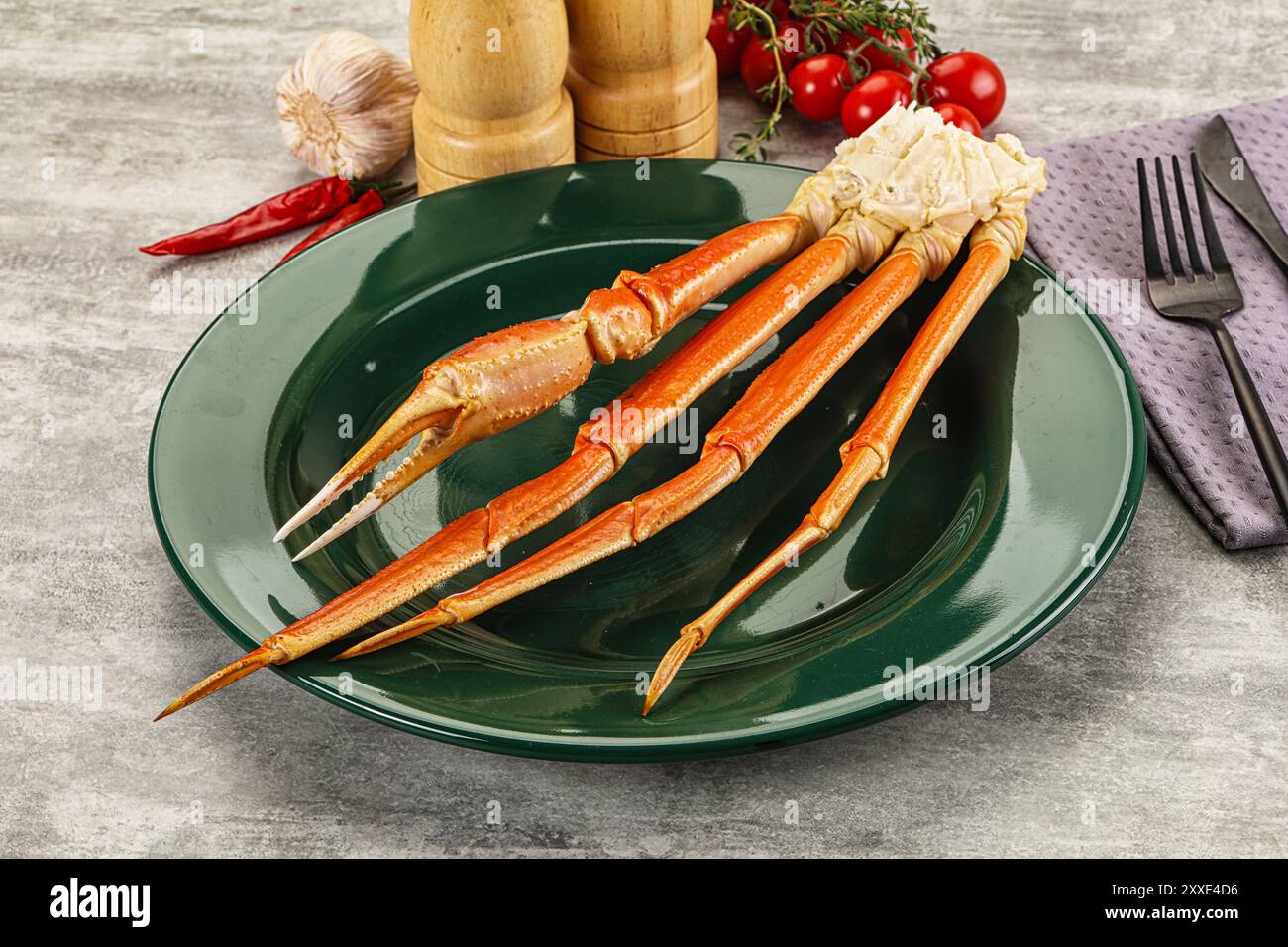Delicous luxury boiled crab claw legs Stock Photo - Alamy