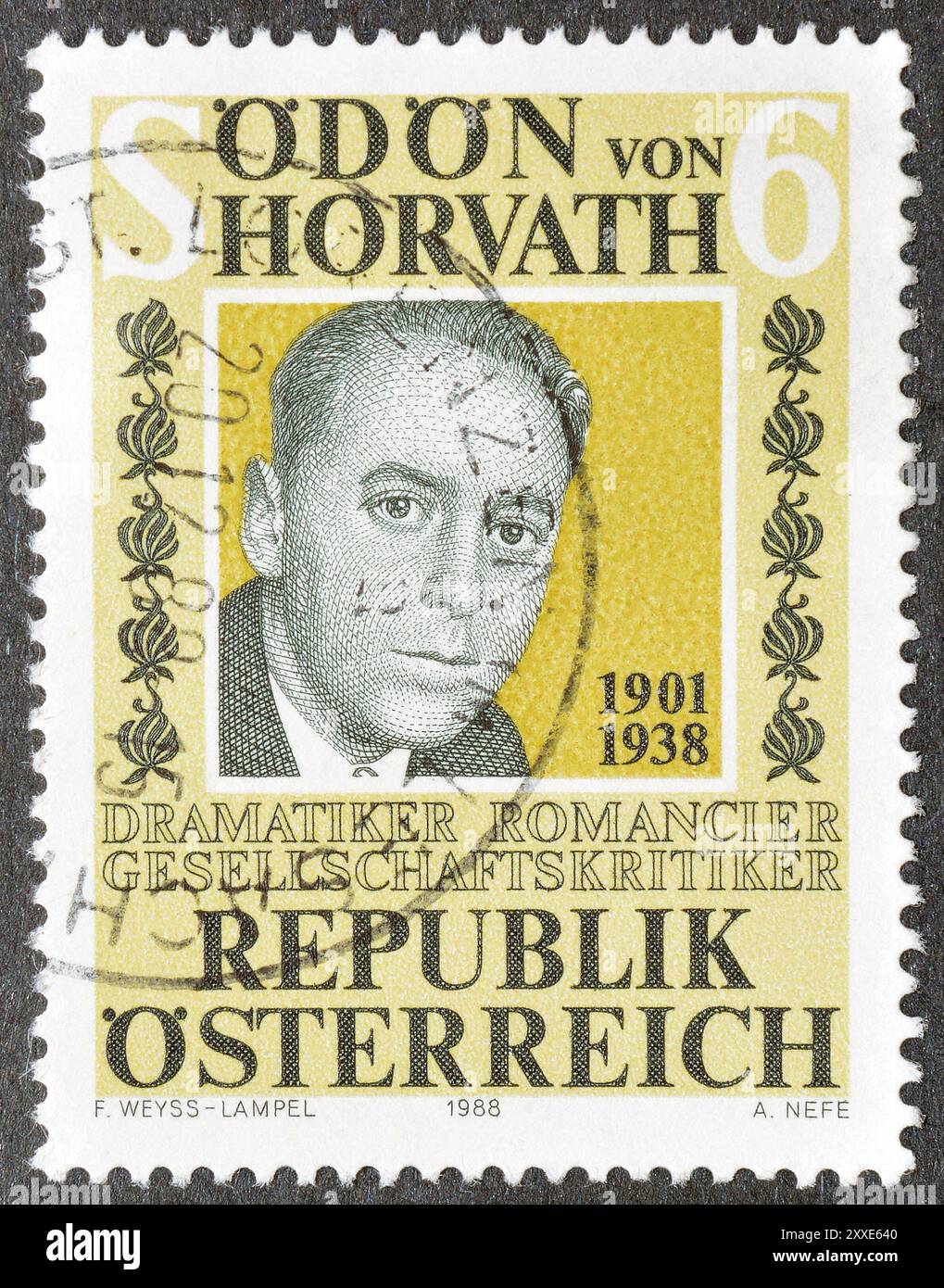 Cancelled postage stamp printed by Austria, that commemorates 50th ...