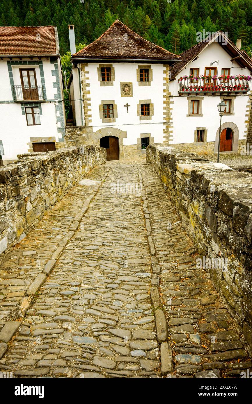 Bridge over the Salazar River. Ochagavía (Otsagi). Long-distance route ...