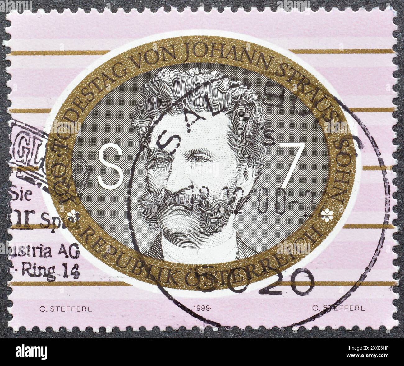 Cancelled postage stamp printed by Austria, that shows portrait of ...