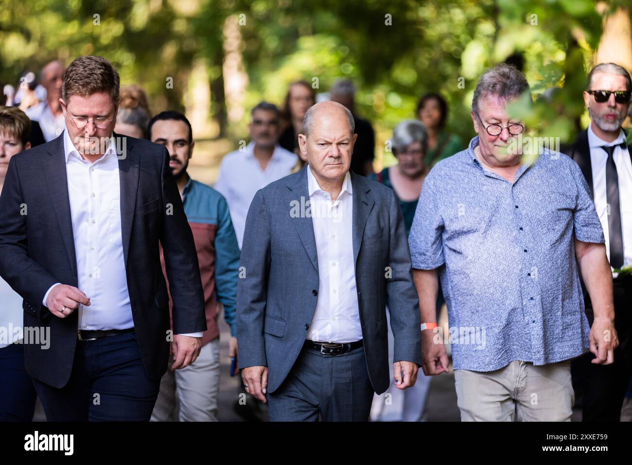 24 August 2024, Brandenburg, Stahnsdorf: Federal Chancellor Olaf Scholz ...