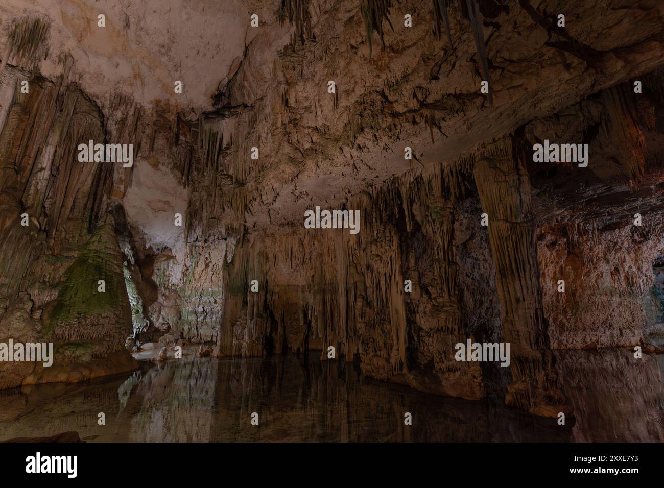 Large cavern flooded with water in the Grotto of Neptune in Sardinia ...