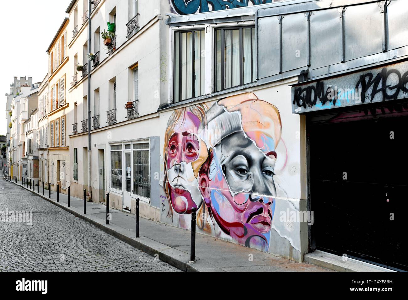 Street art wall and graffiti tags in Montmartre - Paris - France Stock ...
