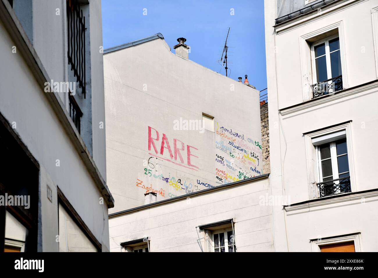 Street art wall and graffiti tags in Montmartre - Paris - France Stock ...