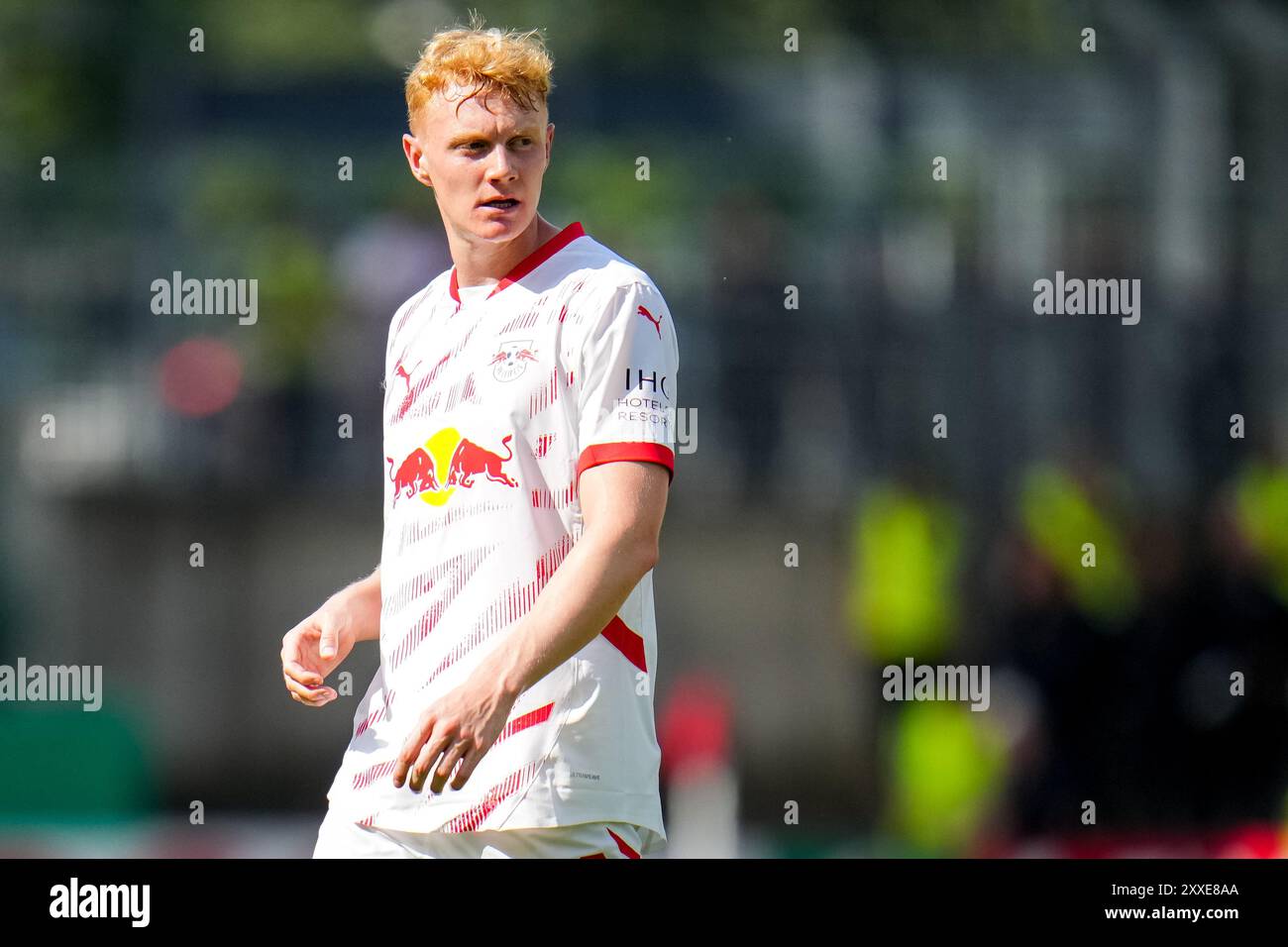 ESSEN, GERMANY - AUGUST 17: Nicolas Seiwald of RB Leipzig looks on ...