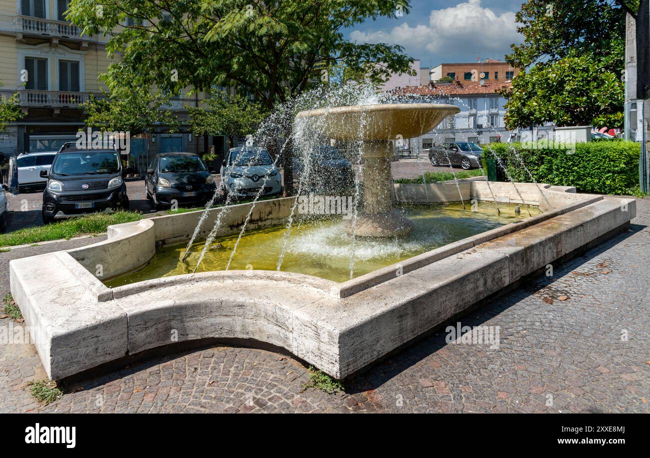 Asti, Italy - August 20, 2024: fountain in Piazza Marconi, square in ...