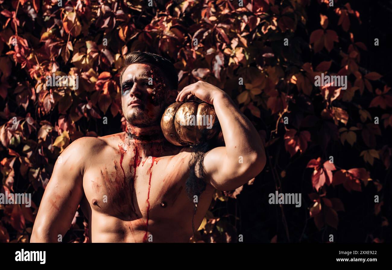 Horror man bloody faces. Halloween decoration and scary concept ...