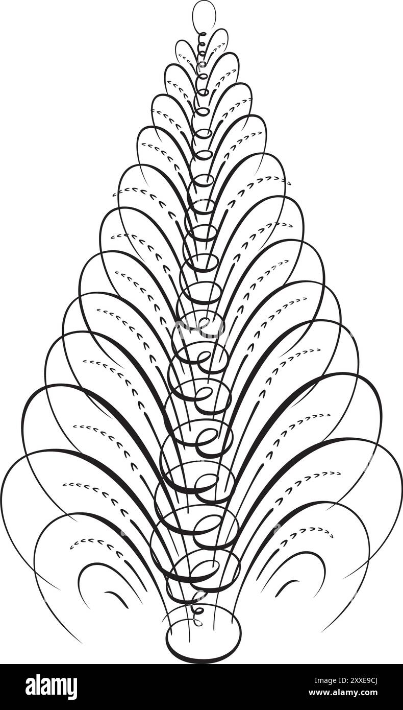 Bird feather vector illustration. Fluffy feather silhouette line art ...