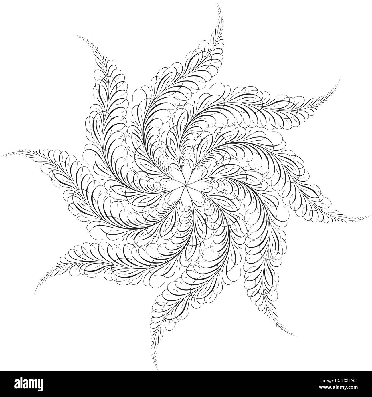 Star in decorative style. Round ornament. Calligraphic style. Vector ...