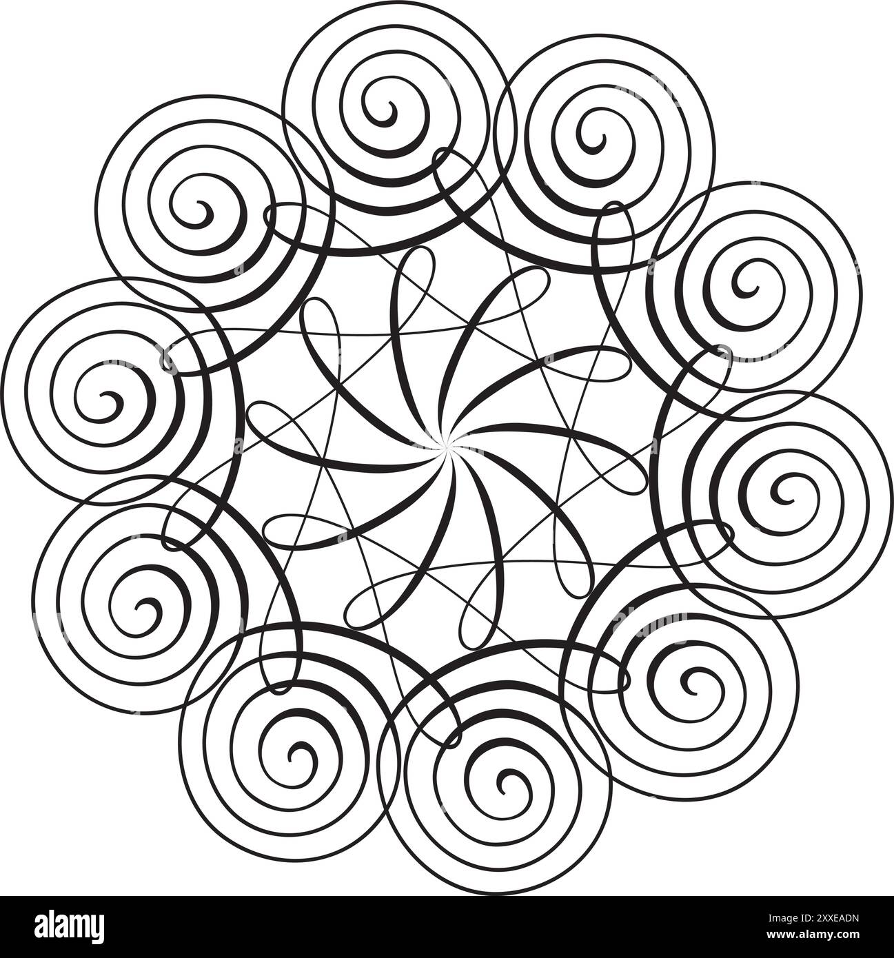 Star in decorative style. Round ornament. Calligraphic style. Vector ...