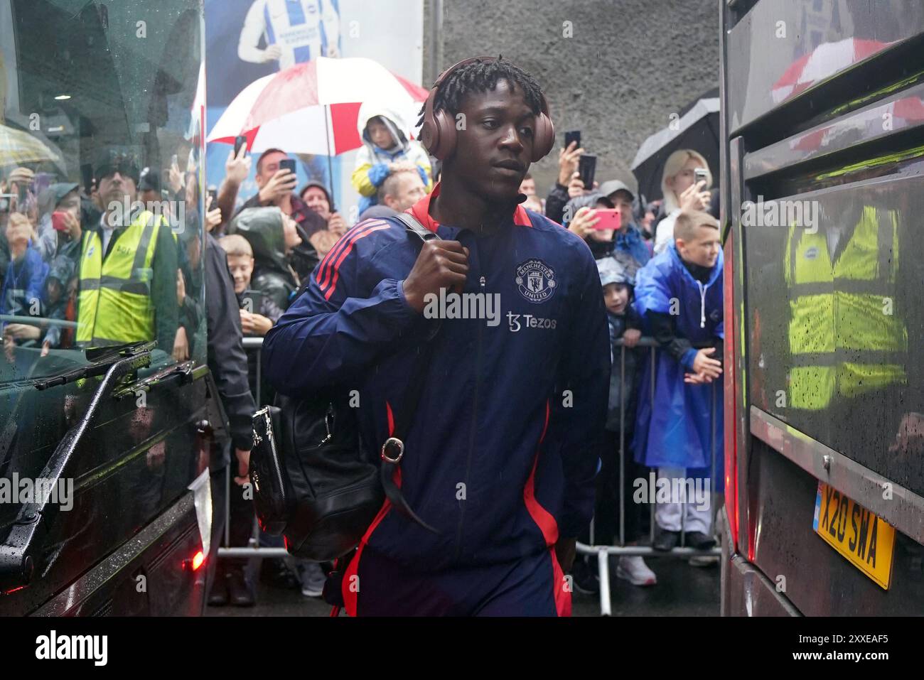 Manchester United's Kobbie Mainoo before the Premier League match at ...