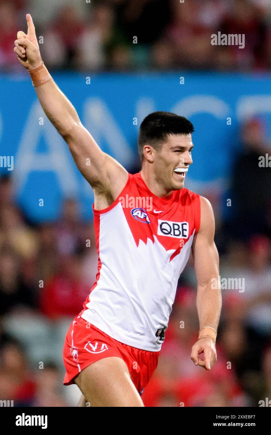 Sydney, Australia. 24th Aug, 2024. Lewis Melican of the Sydney Swans ...
