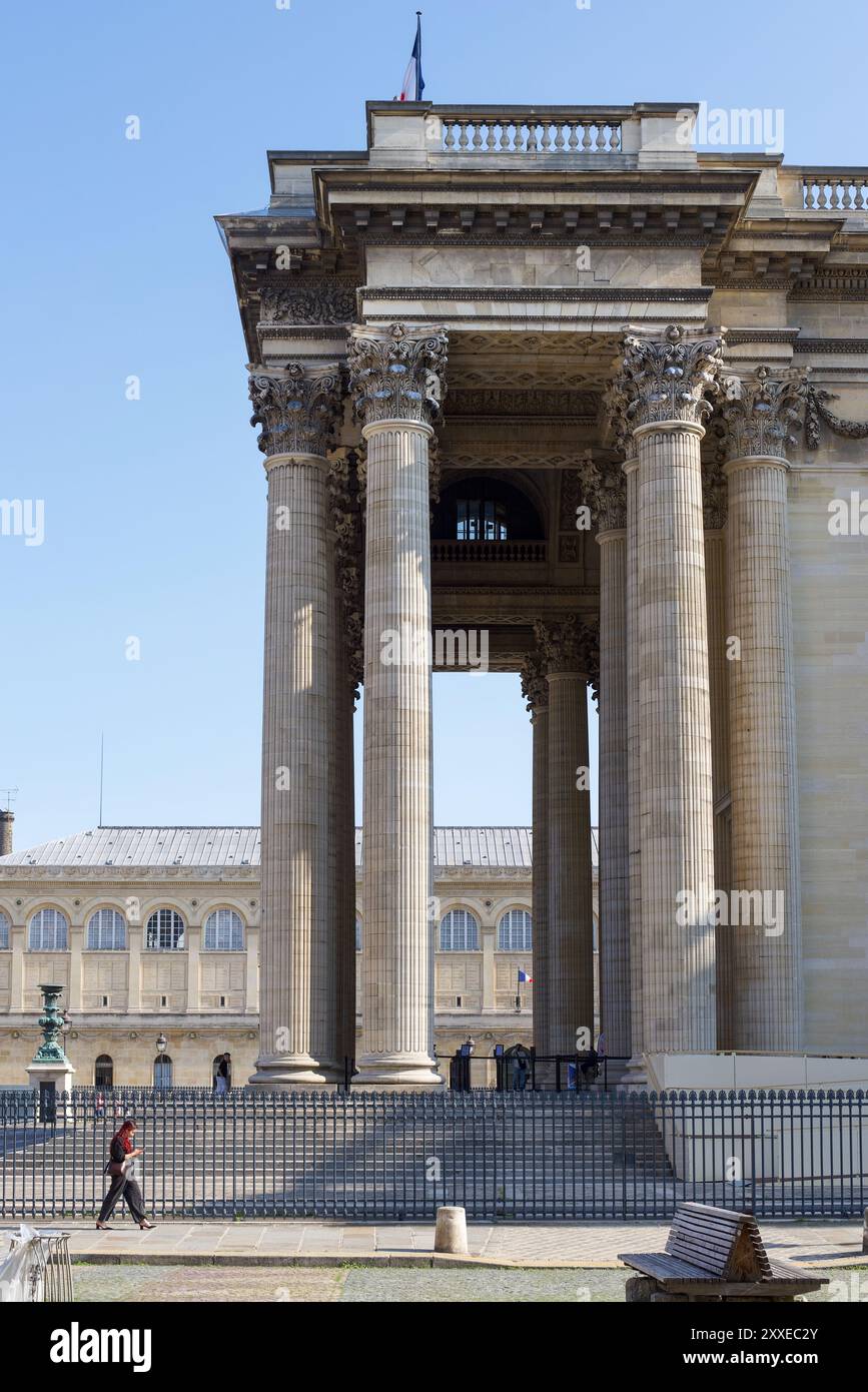 Paris, France - 08.22.2024. Side view of the pillars of the Panthéon ...