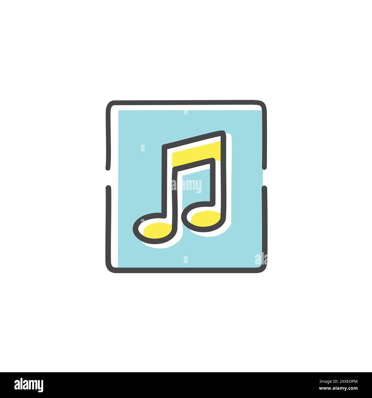 Music note icon in square. A simple icon depicting a music note within ...