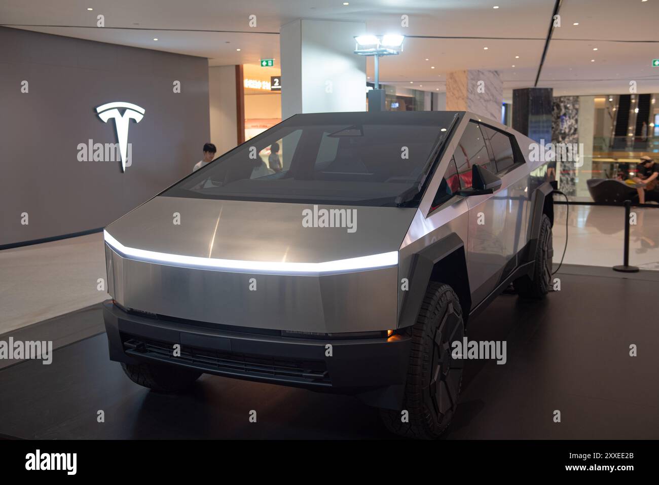 A Tesla Cybertruck the electric pick-up is displayed at Siam Paragon ...