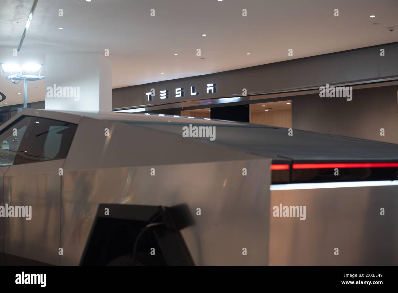 A Tesla Cybertruck the electric pick-up is displayed at Siam Paragon ...