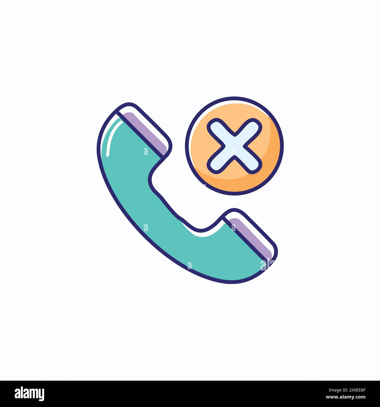 Phone call rejected icon. A modern, colorful icon depicting a phone ...