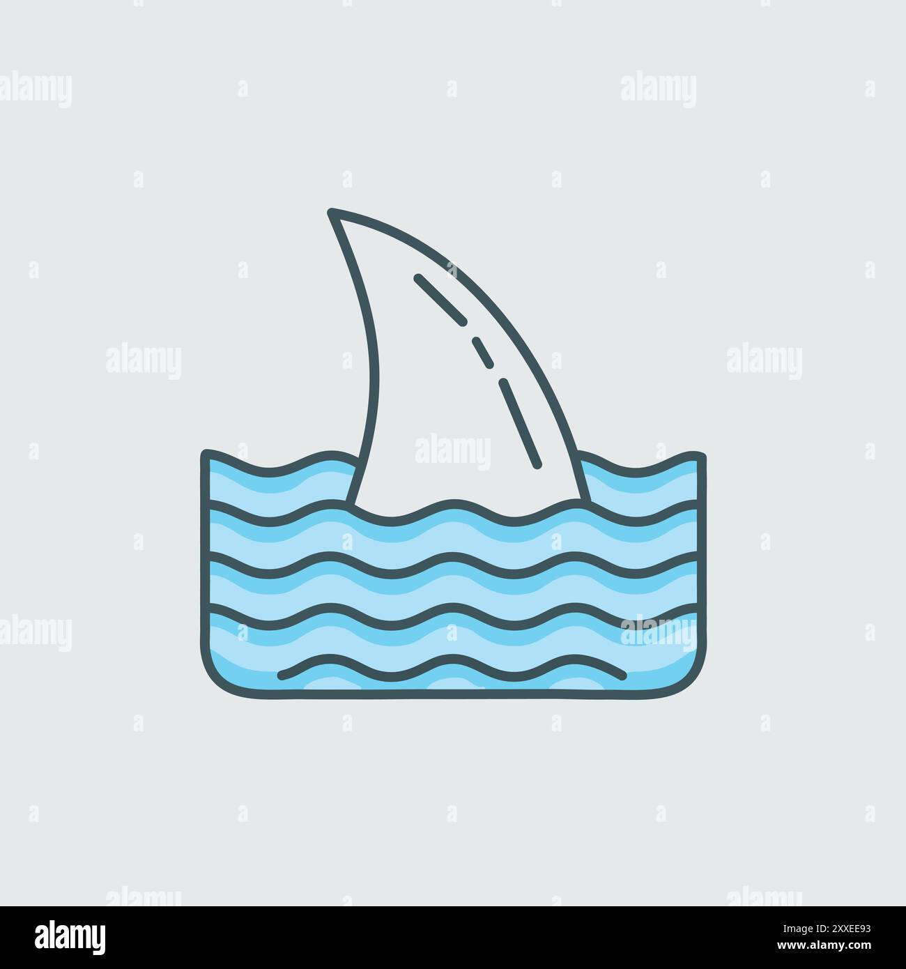 Shark fin in ocean waves. A simple vector illustration of a shark fin ...