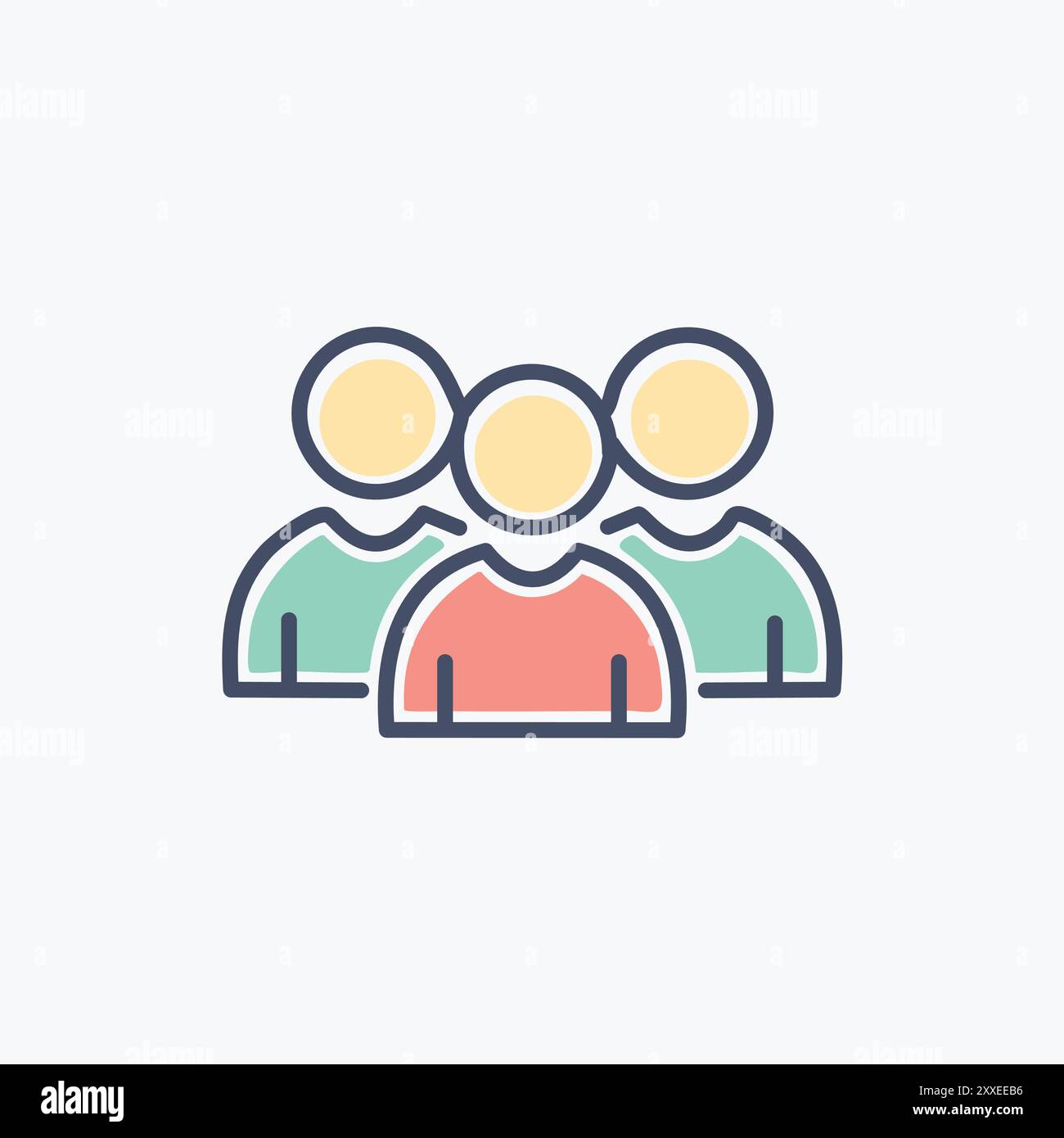 Three people icon illustration. Colorful vector icon representing a ...