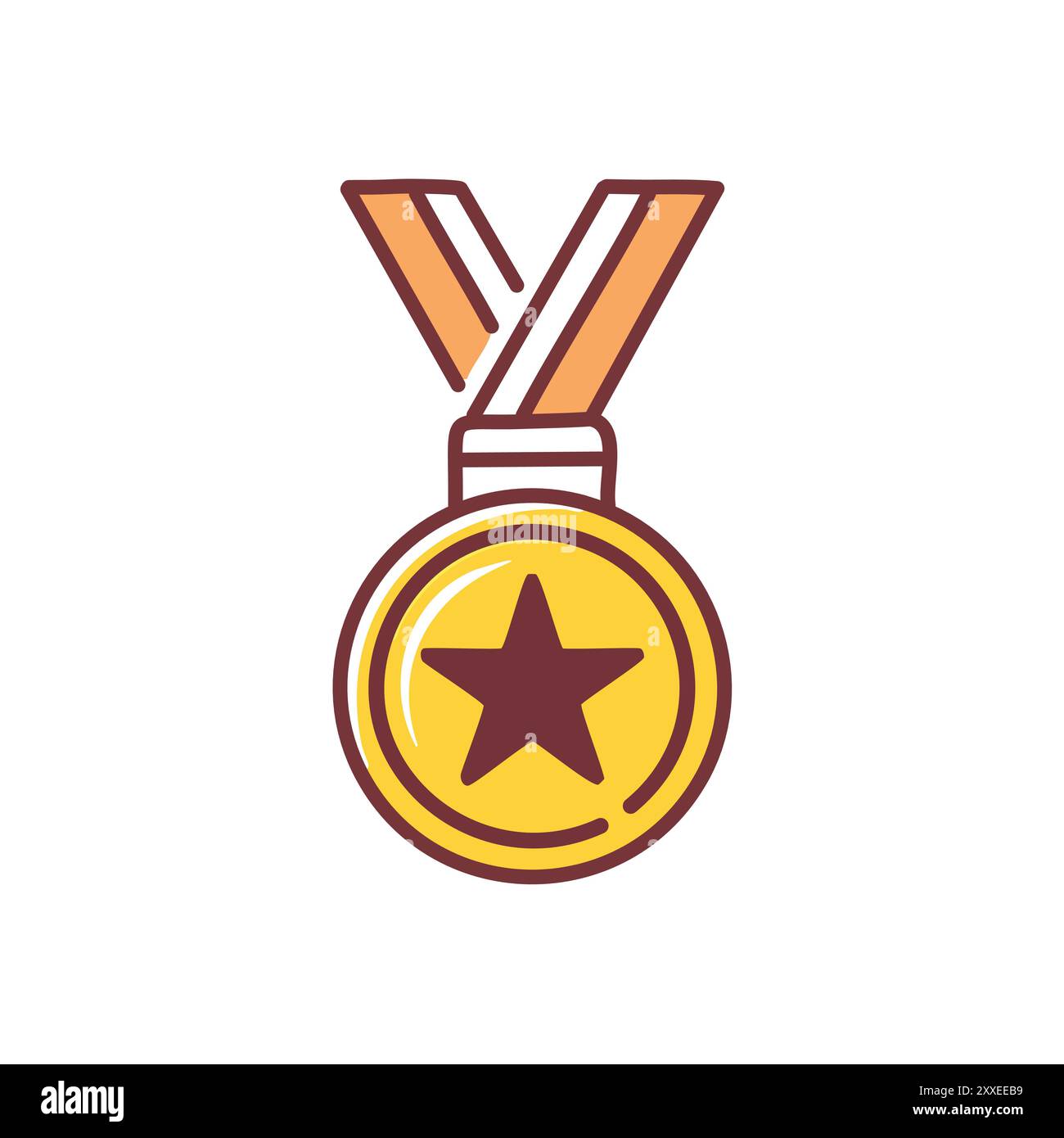 Gold medal with star icon illustration. A simple vector illustration of ...